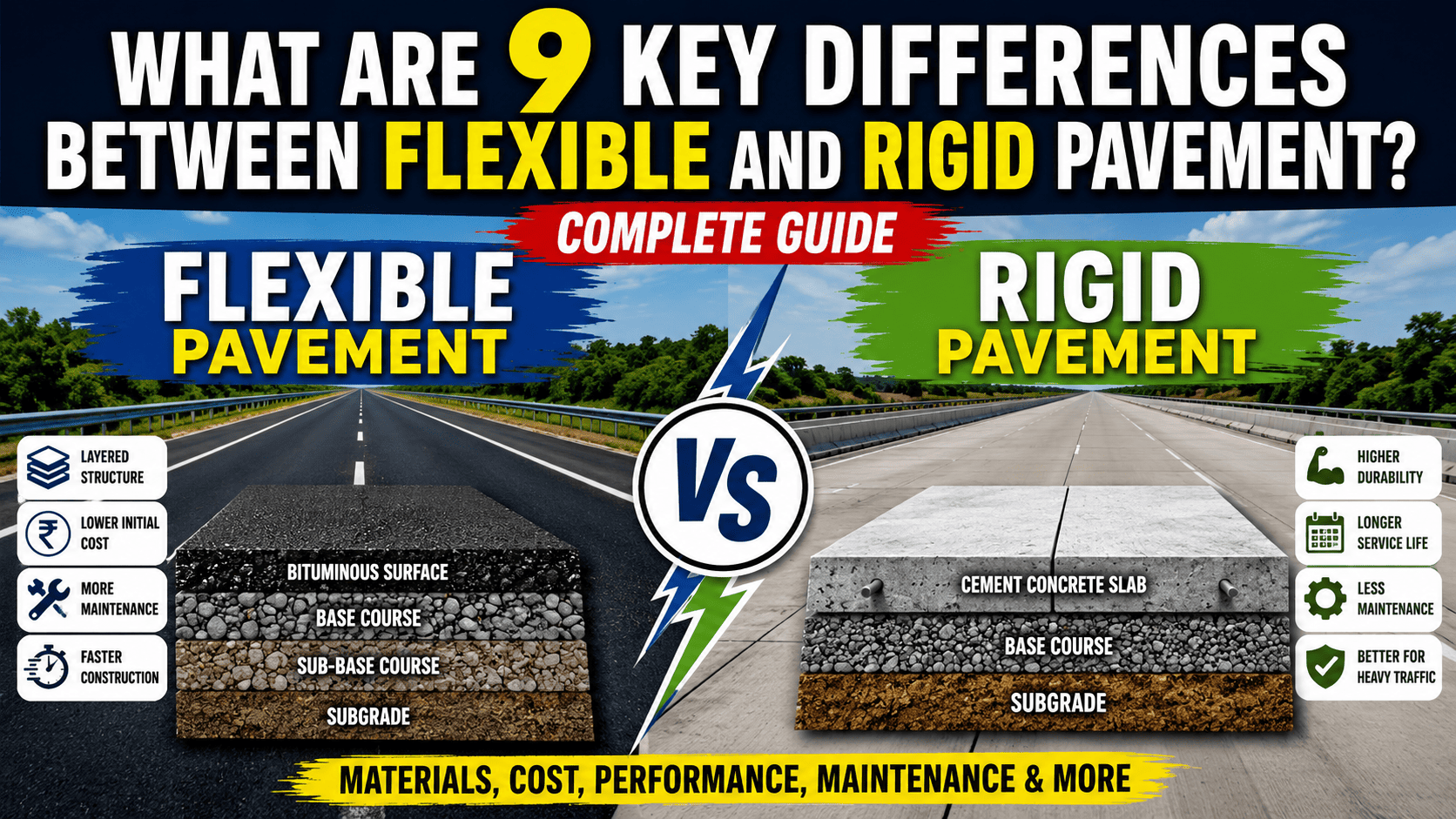 9 Key Differences Between Flexible and Rigid Pavement?